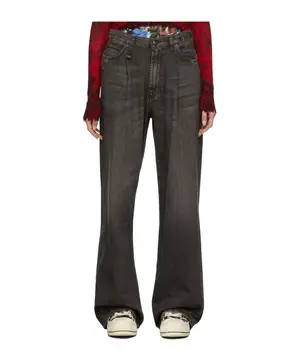 R13 Wide-leg Pleated Jeans - Black