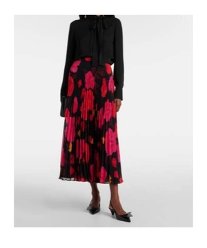 Erdem Pleated Floral Midi Skirt