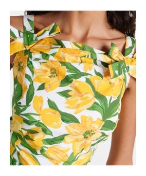 Carolina Herrera Floral Ruched Poplin Midi Dress - Green