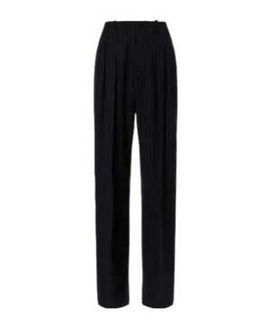 Plan C Pinstripe Wool-blend Wide-leg Pants - Black