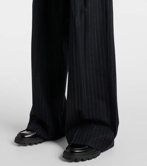 Plan C Pinstripe Wool-blend Wide-leg Pants