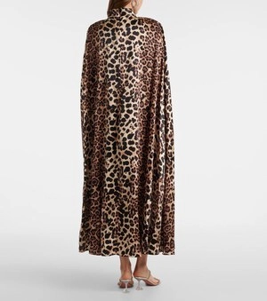 RODARTE Leopard-print Caped Silk Charmeuse Gown