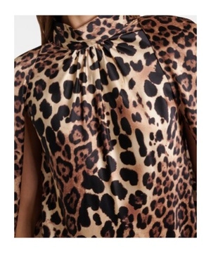 RODARTE Leopard-print Caped Silk Charmeuse Gown