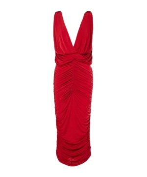 Magda Butrym Ruched Draped Midi Dress - Red