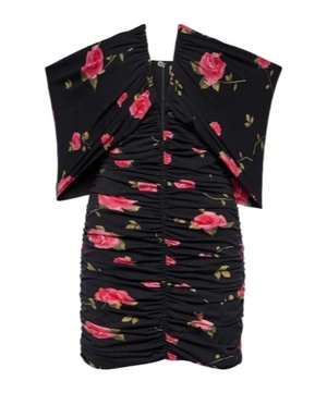 Magda Butrym Off-shoulder Floral Ruched Minidress - Black