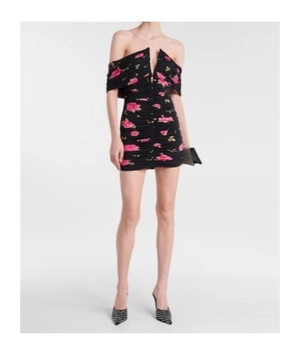 Magda Butrym Off-shoulder Floral Ruched Mini Dress