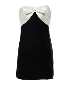 Alessandra Rich Bow-detail Strapless Velvet Minidress - Black