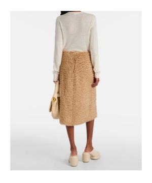 JIL SANDER Mohair And Cotton Blend Knee-length Skirt - Nude