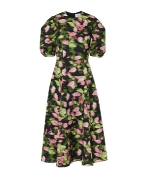 Erdem Floral Matelassé Midi Dress - Black