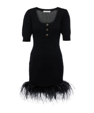 Alessandra Rich Feather-trimmed Wool Minidress