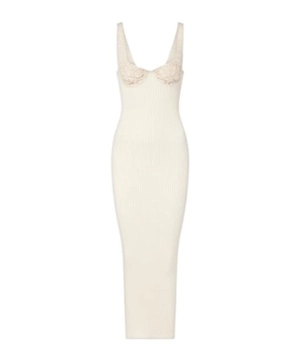 Magda Butrym Ribbed-knit Cotton Midi Dress - White