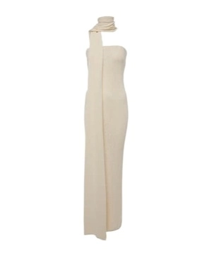 Magda Butrym Scarf-detail Linen And Cotton Maxi Dress - Nude