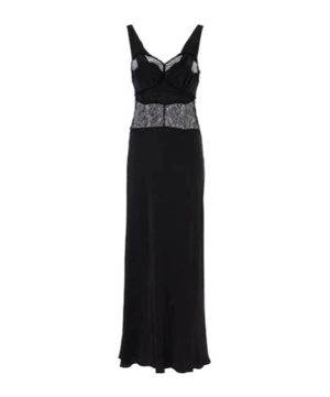 Victoria Beckham Lace-trimmed Silk Midi Dress - Black