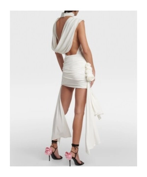 Magda Butrym Asymmetrical Hem Mini Skirt With Rose Embellishment