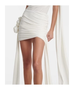 Magda Butrym Asymmetrical Hem Mini Skirt With Rose Embellishment