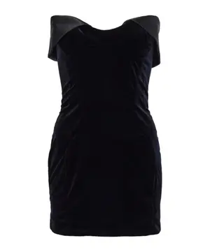 MUGLER Velvet Trim Sleeveless Dress - Black