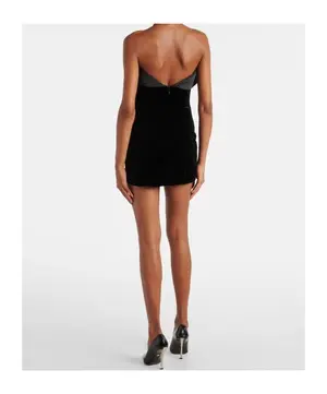 MUGLER Velvet Trim Sleeveless Dress