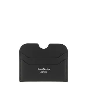 Acne Studios Logo Printed Cut-out Detailed Cardholder - Black