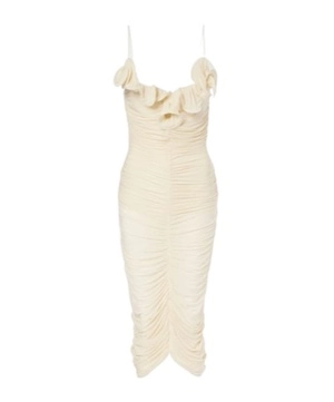 Magda Butrym Sheer Ruched Jersey Midi Dress