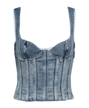 Off-White Denim Bustier - Gray