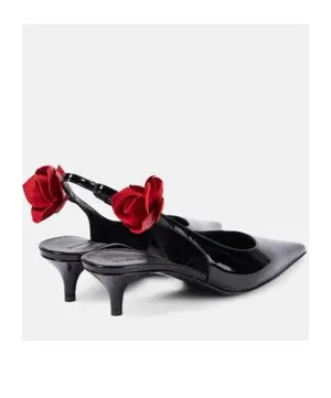 Magda Butrym Floral-appliqué Leather Slingback Pumps