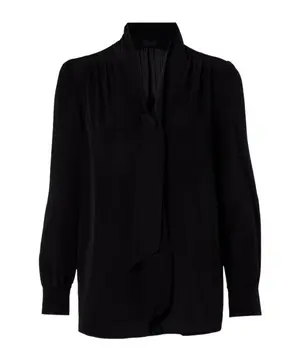 NILI LOTAN Tie-collar Silk Shirt - Black