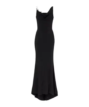 MUGLER Asymmetric Crepe Dress Skirt - Black