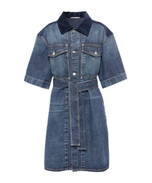 Stella McCartney Corduroy-trimmed Denim Minidress - Blue