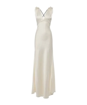 Victoria Beckham Gathered Open-back Crepe Satin Gown