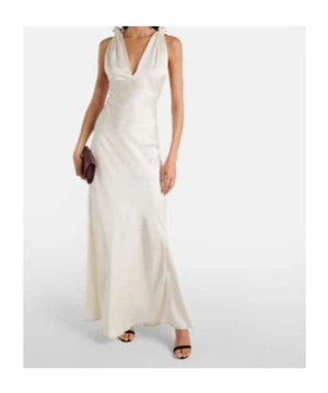 Victoria Beckham Gathered Open-back Crepe Satin Gown