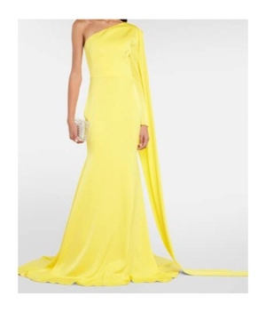 Alex Perry Caped One-shoulder Satin Gown