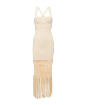 Galvan Diana Fringed Midi Dress
