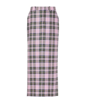 AREA Plaid Wool Midi Skirt - Multicolor