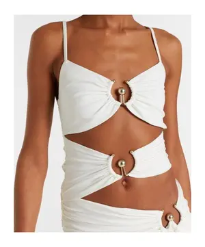 Christopher Esber Orbit Cutout Ruched Jersey Maxi Dress