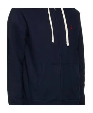 Polo Ralph Lauren Navy Blue Logo Hooded Cardigan - White