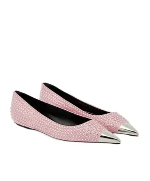AREA Rhinestone Embellished Pointed Toe Ballet Flats