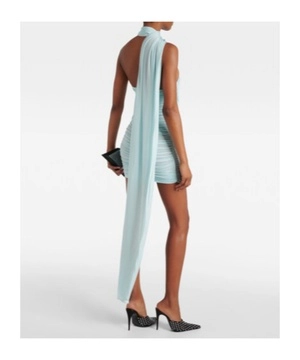 Magda Butrym Scarf Detail Ruched Jersey Minidress
