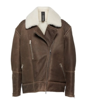 BLANCHA Shearling-trimmed Leather Jacket - Brown