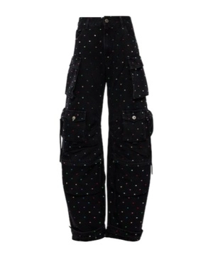Attico Fern Studded High-rise Cargo Jeans - Black