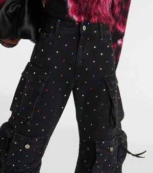 Attico Fern Studded High-rise Cargo Jeans