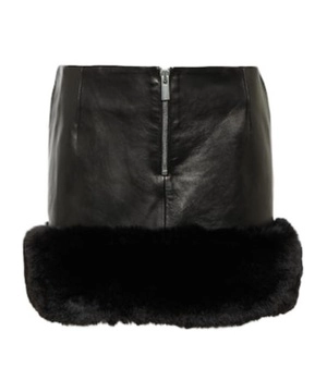 Magda Butrym Faux Fur-trimmed Leather Mini Skirt - Black