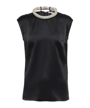 Stella McCartney Crystal-embellished Satin Top - Black
