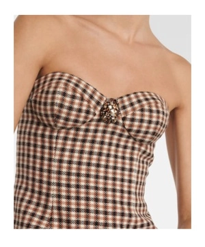 AREA Faux Fur-trimmed Strapless Minidress