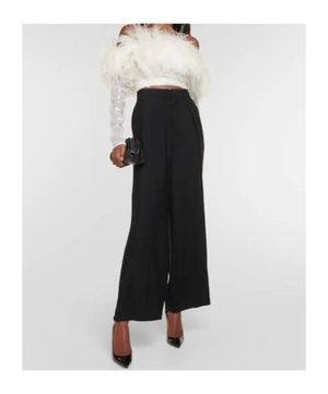 David Koma Sequined Feather-trimmed Crop Top