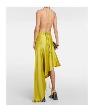Attico Feather-trimmed Satin Gown
