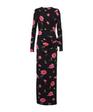 Magda Butrym Floral-appliqué Gathered Maxi Dress - Black