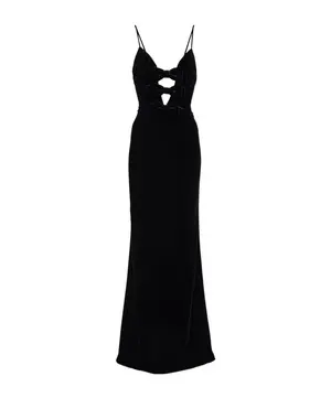 Alessandra Rich Velvet Dress With Bow Decoration - Black