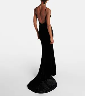 Alessandra Rich Velvet Dress With Bow Decoration