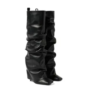 Attico Rea Leather Knee-high Boots - Black