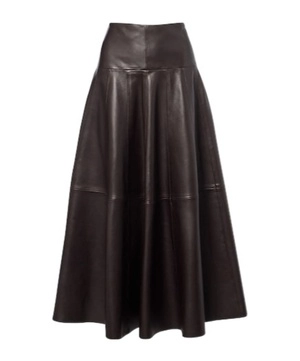 Nour Hammour Daria Leather Midi Skirt